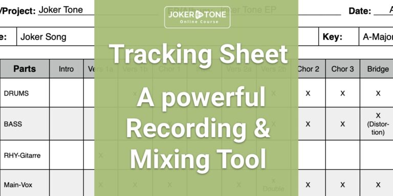 Tracking Sheet - powerful recording tool | Joker Tone Course